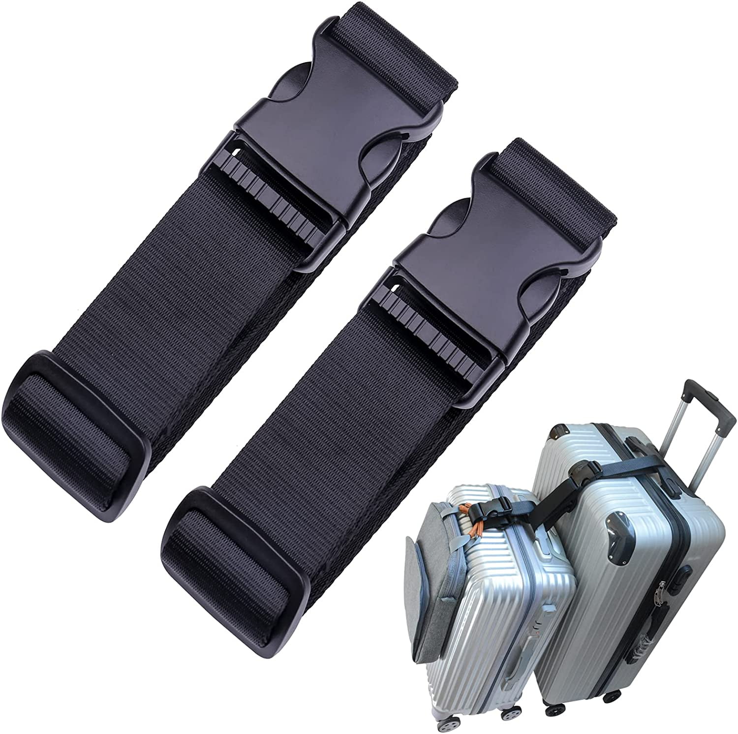 Heavy Duty Adjustable Luggage Straps & Connectors for Suitcases, Travel ...