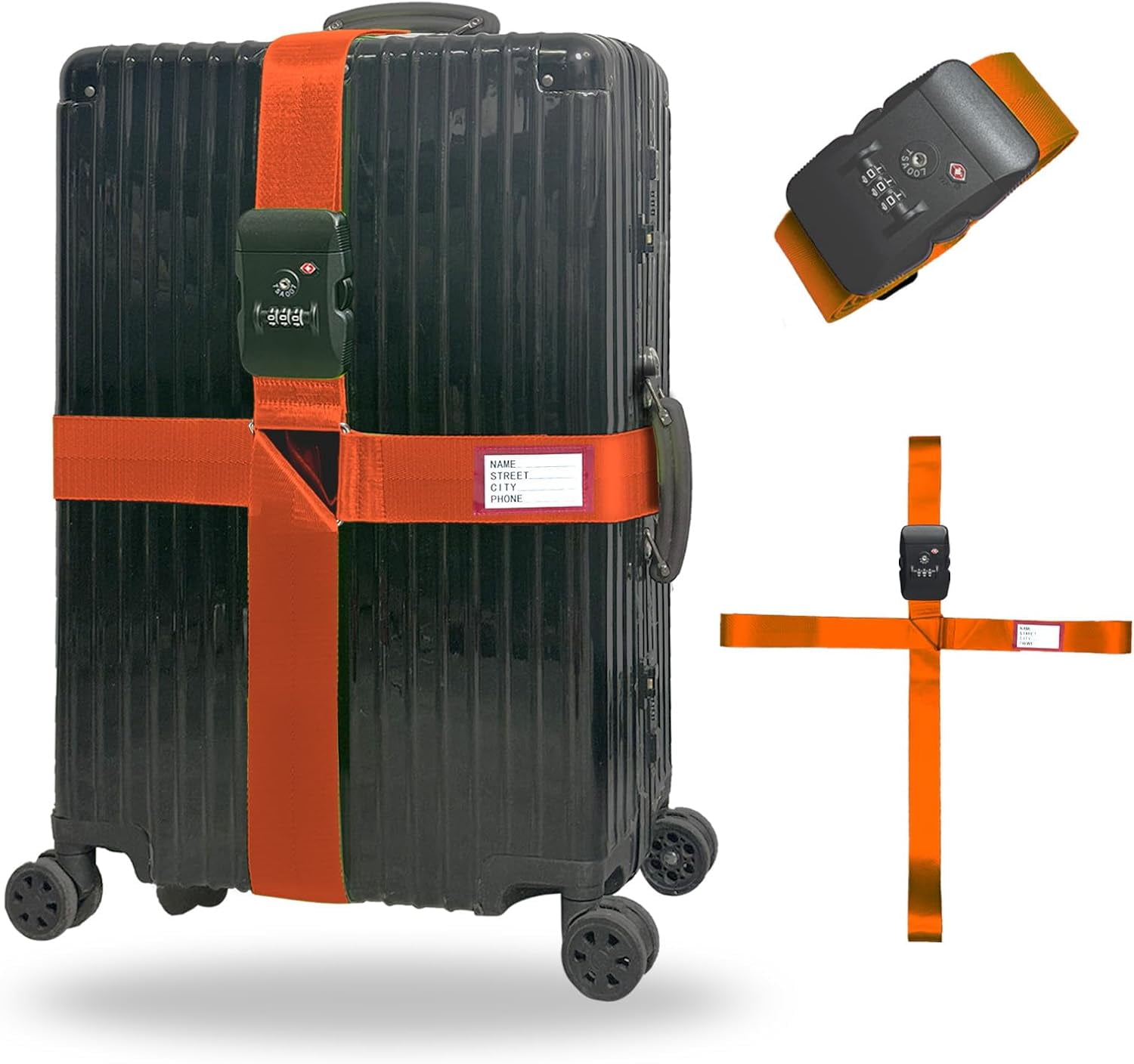 Luggage Straps TAS,Travel Strap with Name tag,Easy to Identify,Luggage ...