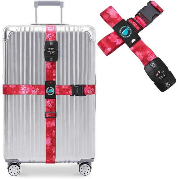 Luggage Straps TSA Approved - Adjustable Cross Suitcase Straps with TSA ...
