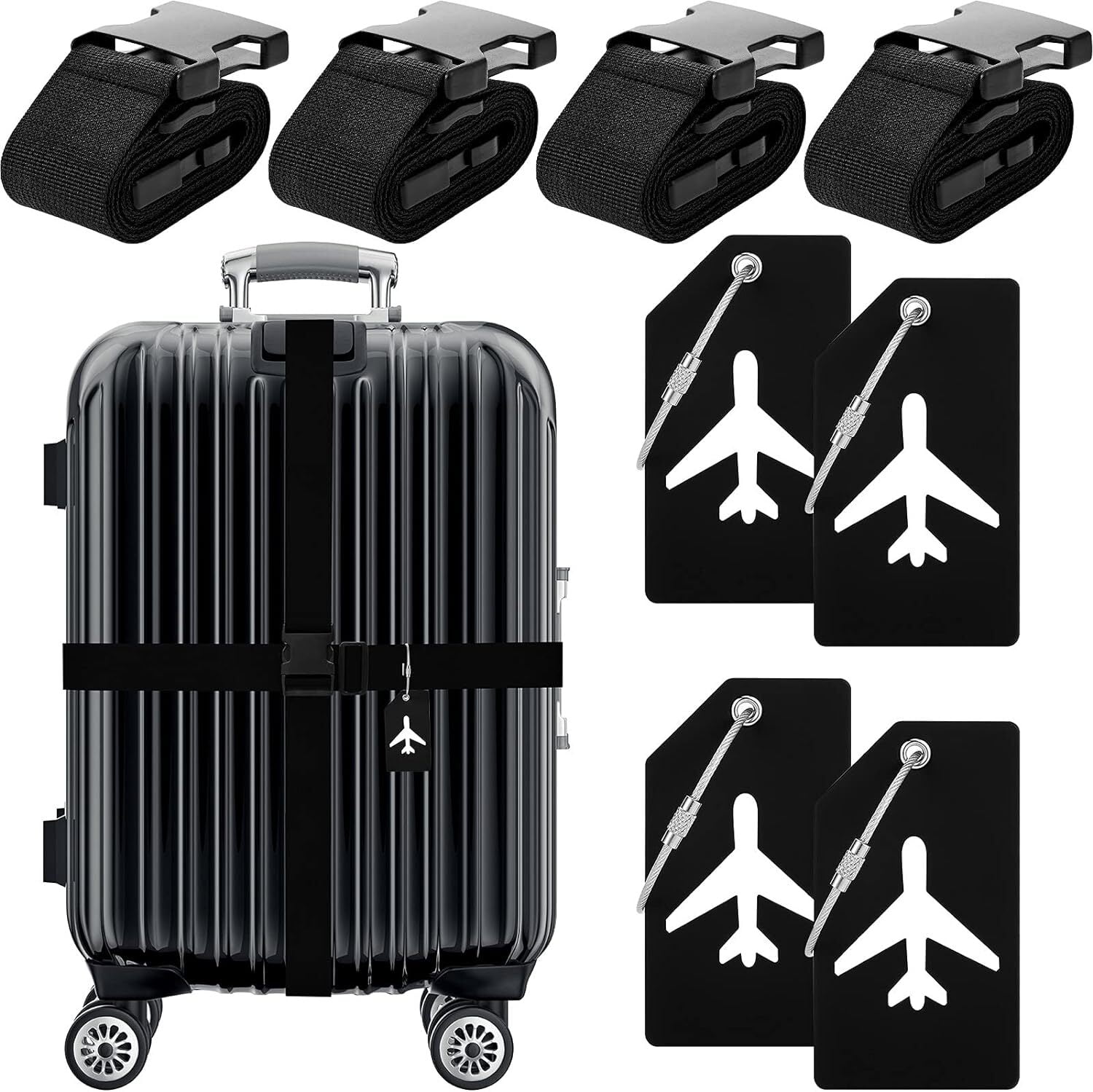 Luggage Straps and Suitcase Taps Set, 4 Set of Adjustable Belts and ...
