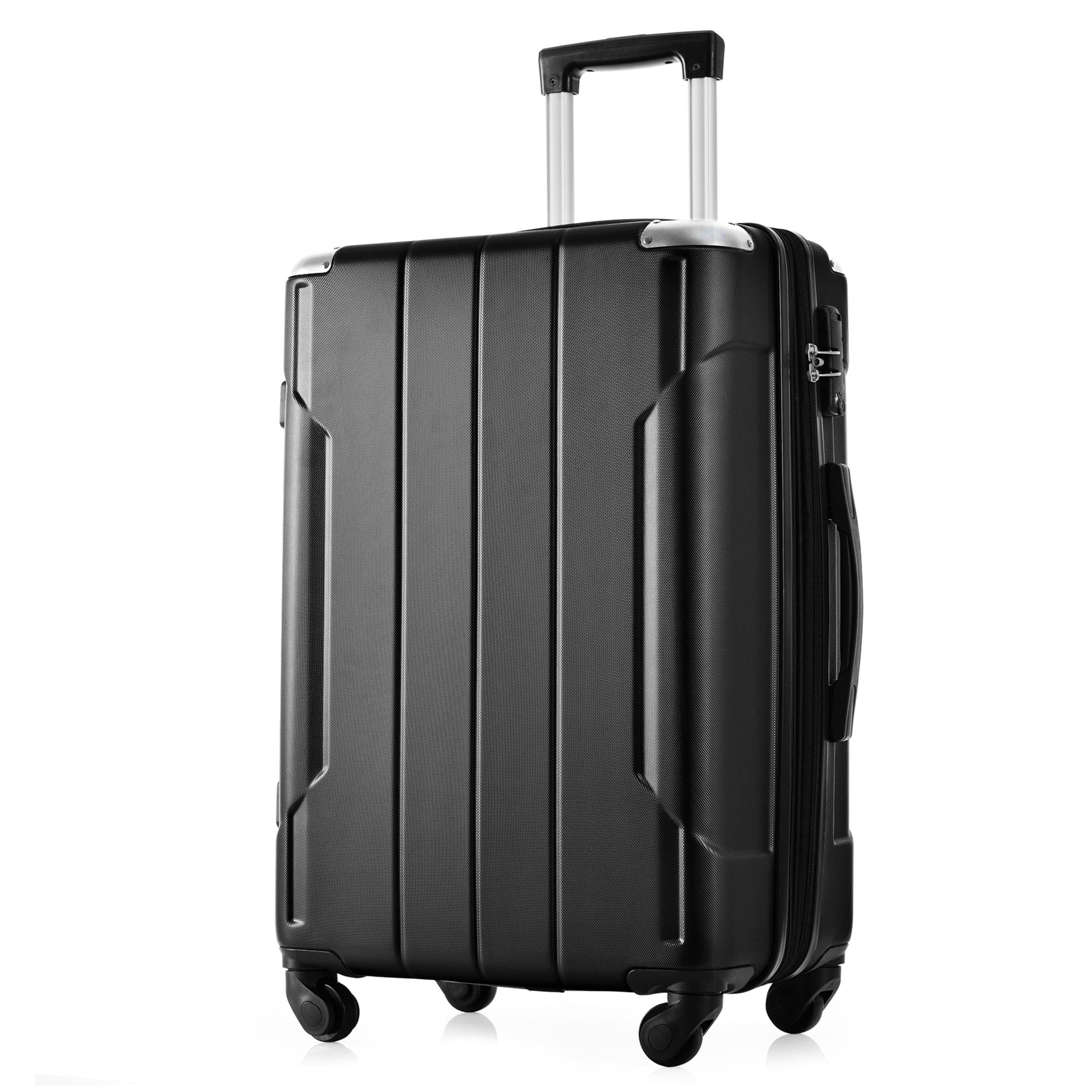 Rhomtree 24" Hardside Spinner Rolling Checked Luggage, Black - Walmart.com