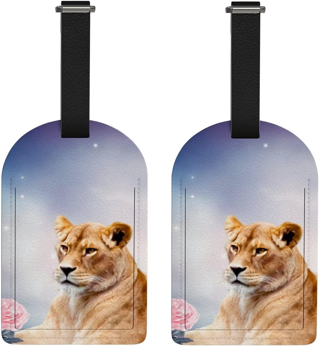 Luggage Tag African Lion Full Back Privacy Name ID Card Suitcase Labels ...