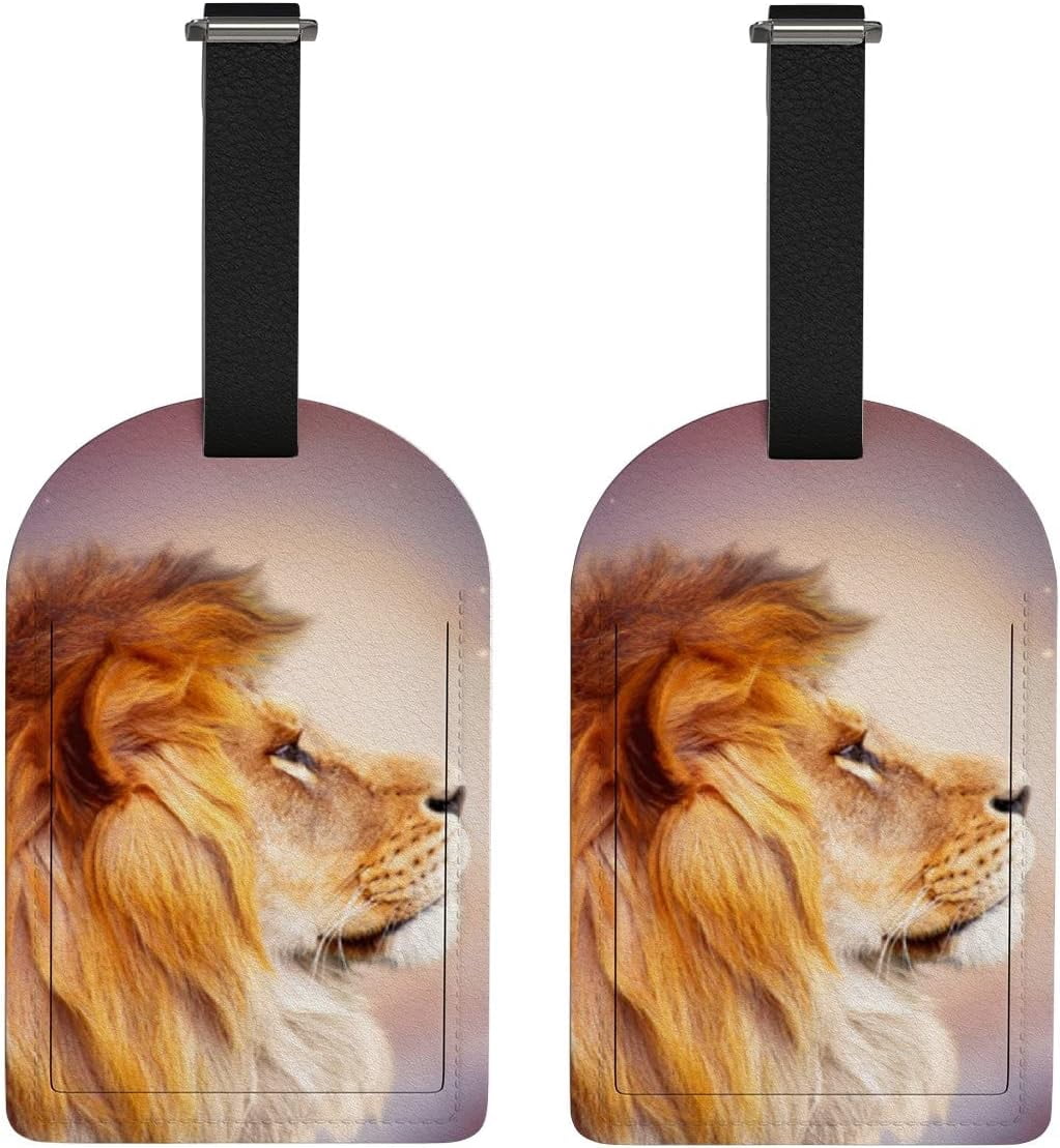 Luggage Tag African Lion Moonlight Butterflies Full Back Privacy Name ...