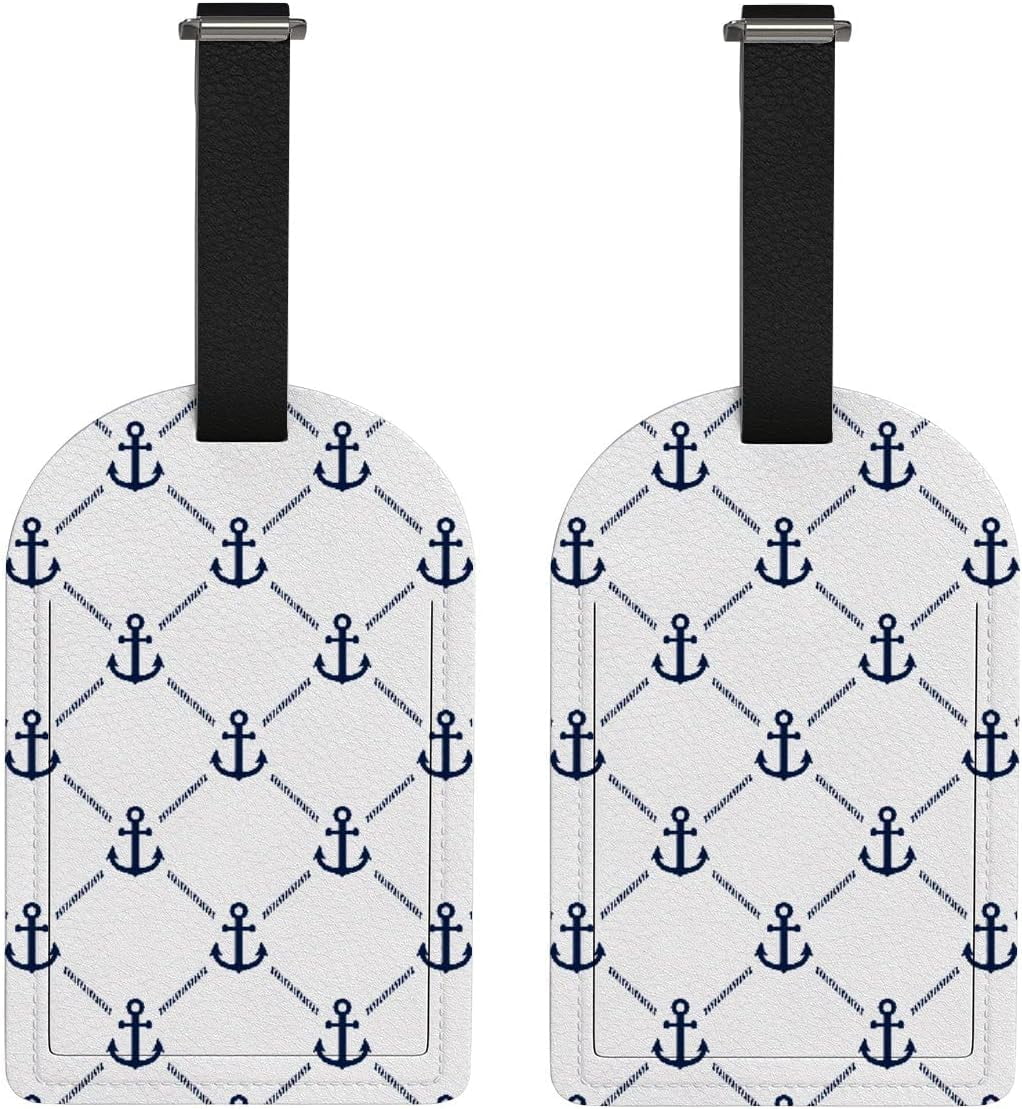 Luggage Tag Anchor Nautical Full Back Privacy Name ID Card Suitcase ...