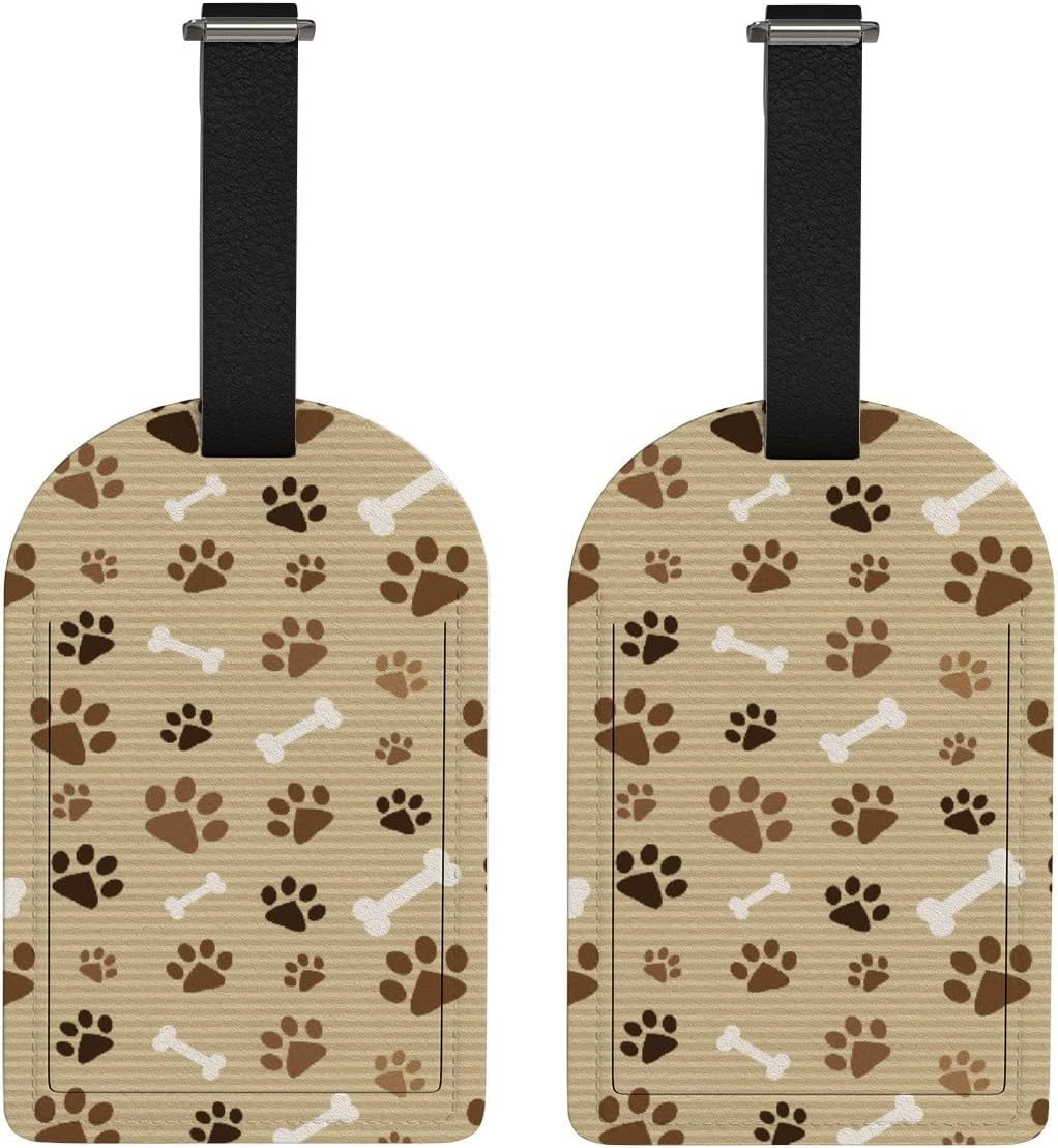 Luggage Tag Brown Footprints and Bones Full Back Privacy Name ID Card ...