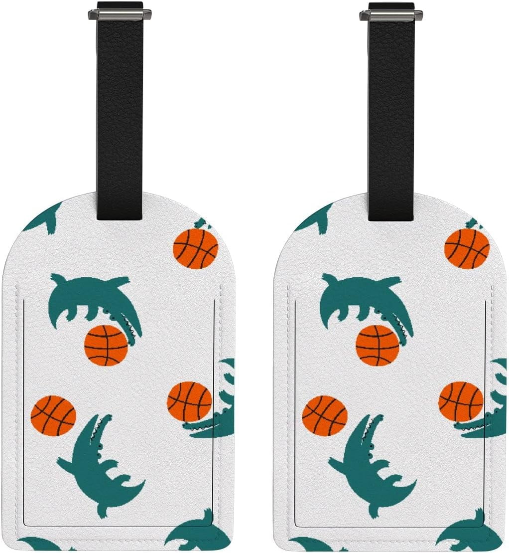 Luggage Tag Cartoon Basketball Crocodile Full Back Privacy Name ID Card ...