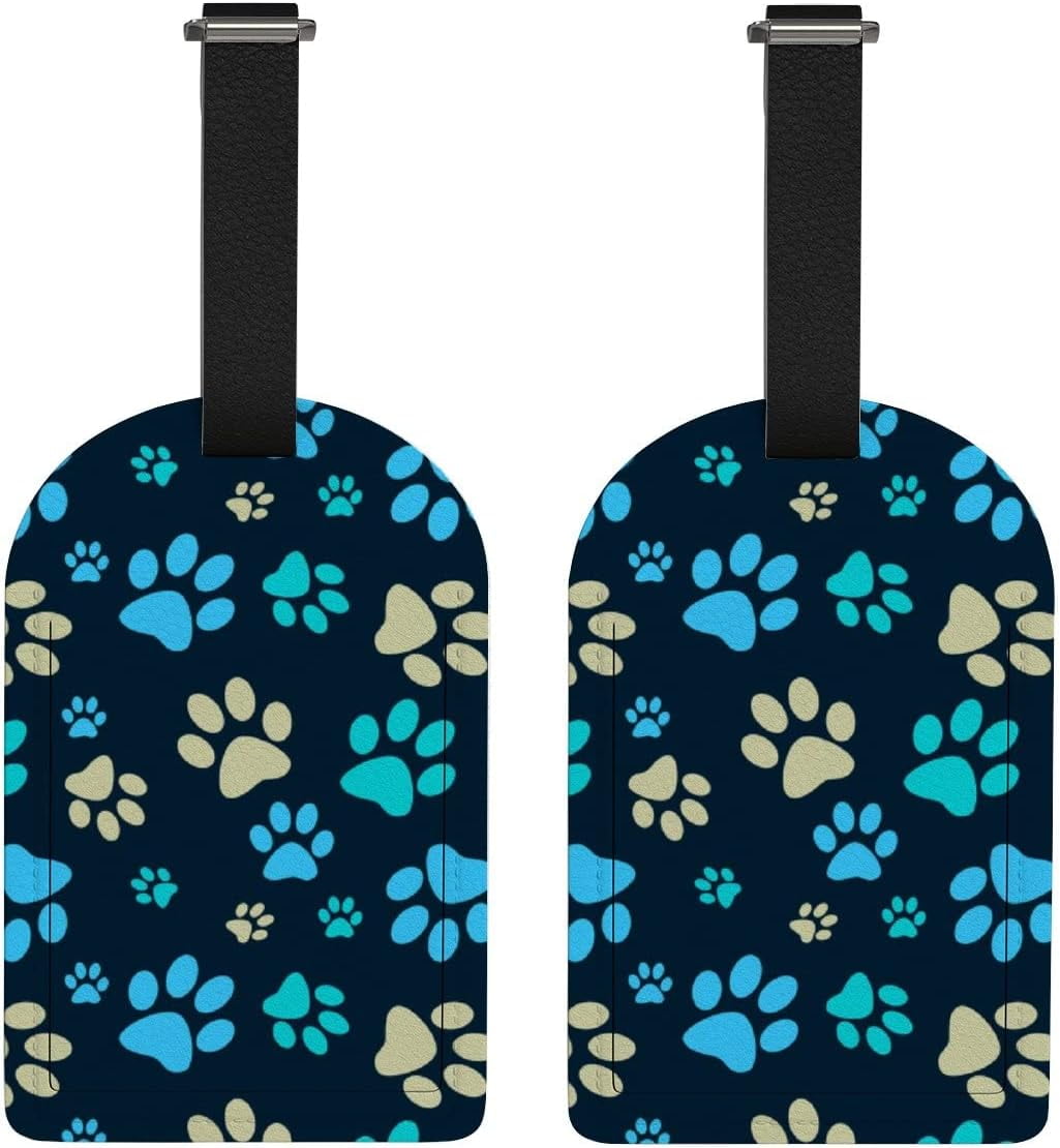Luggage Tag Colorful Dog Footprint Full Back Privacy Name ID Card ...