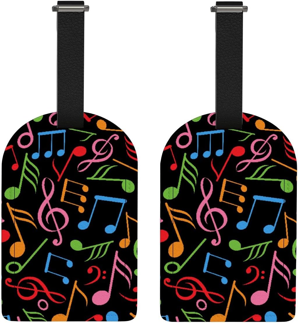 Luggage Tag Colorful Music Notes Full Back Privacy Name ID Card ...