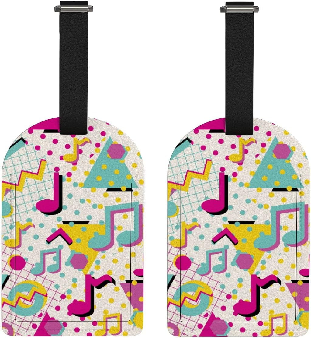 Luggage Tag Colorful Musical Notes Full Back Privacy Name ID Card ...