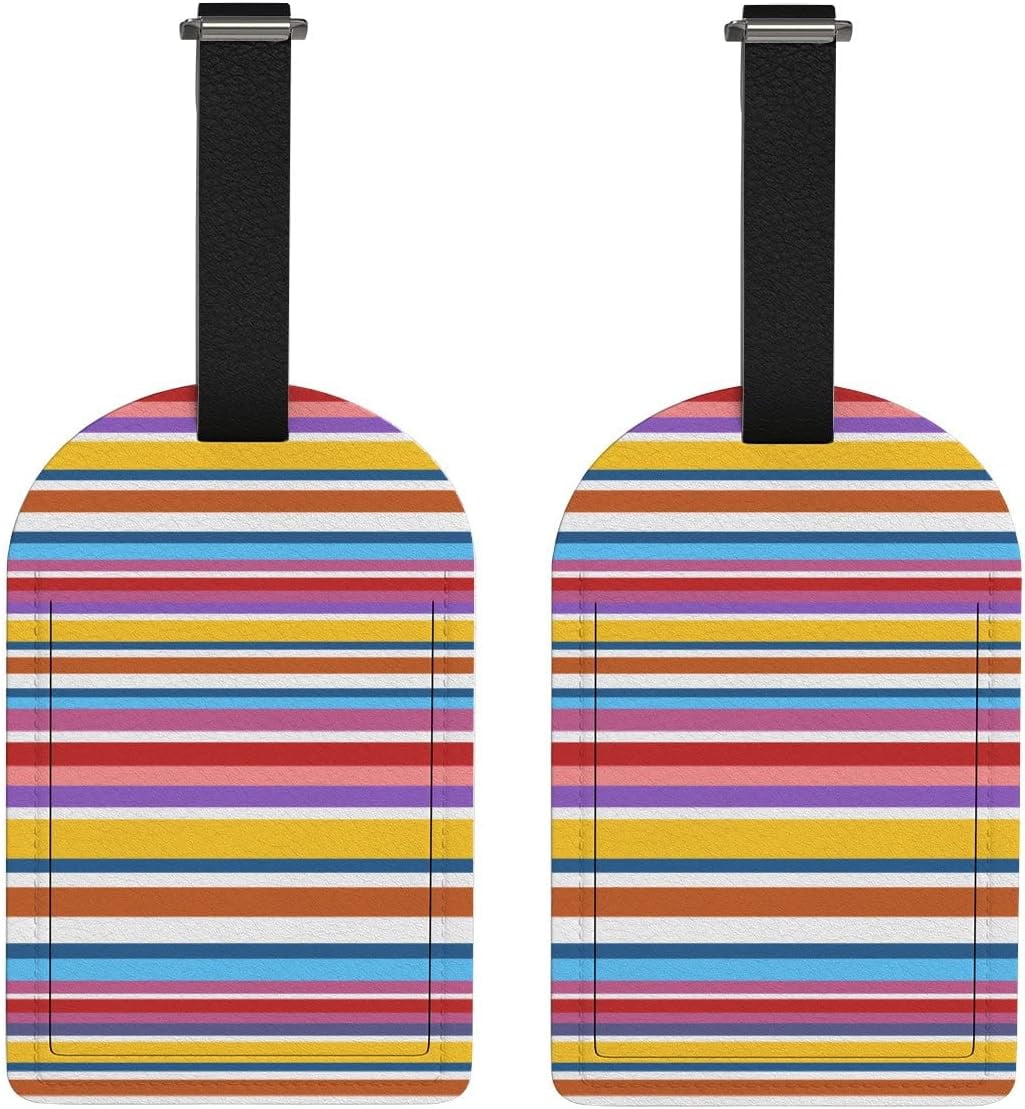 Luggage Tag Colorful Striped Full Back Privacy Name ID Card Suitcase ...