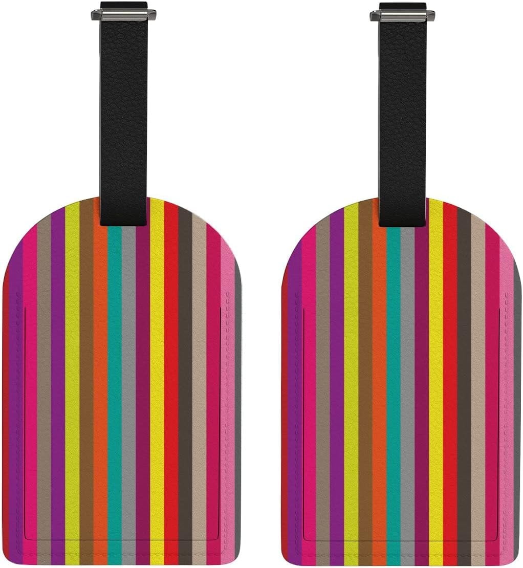 Luggage Tag Colorful Striped Rainbow Stripe Full Back Privacy Name ID ...