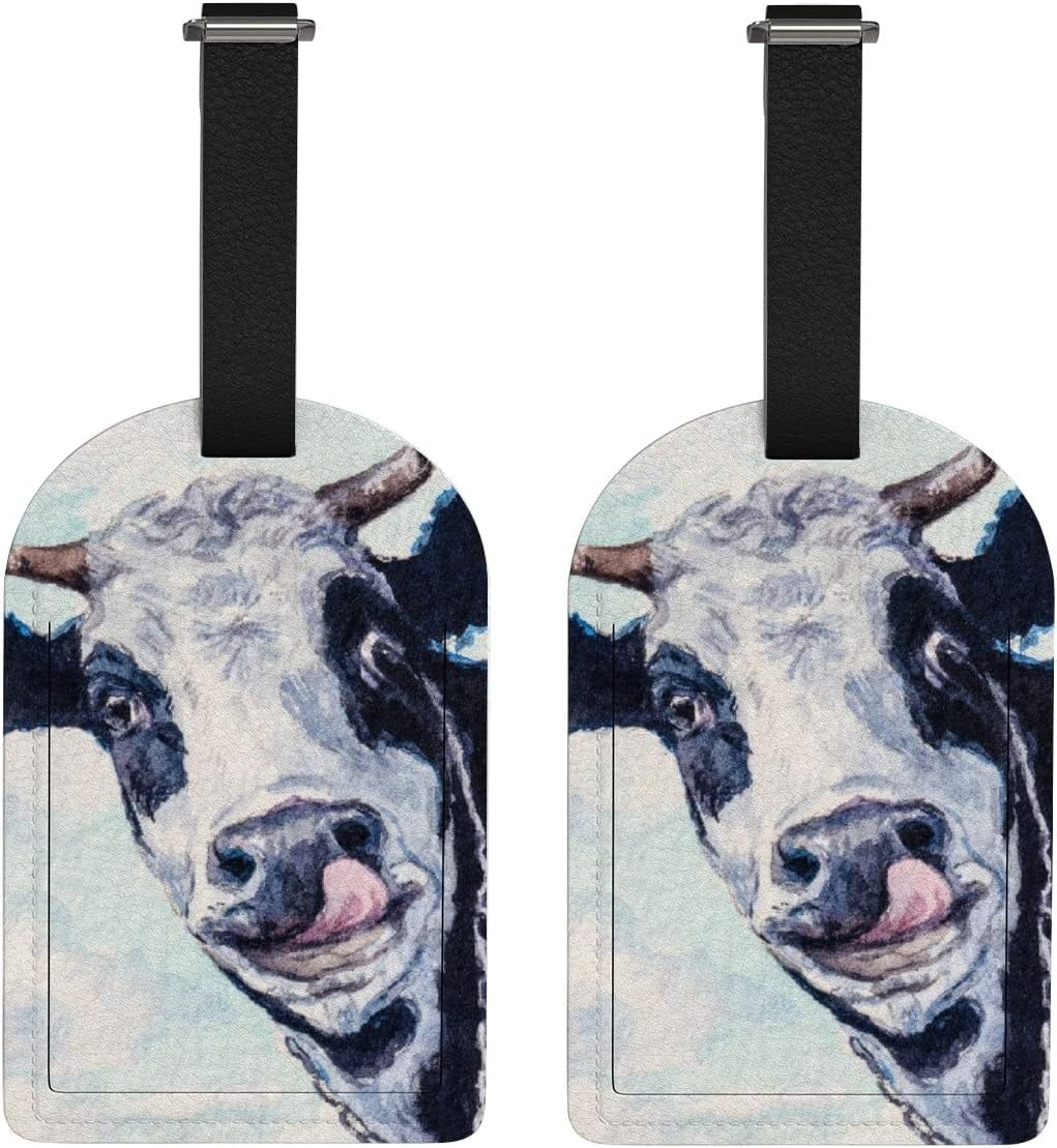 Luggage Tag Cow Farm Animals Full Back Privacy Name ID Card Suitcase ...