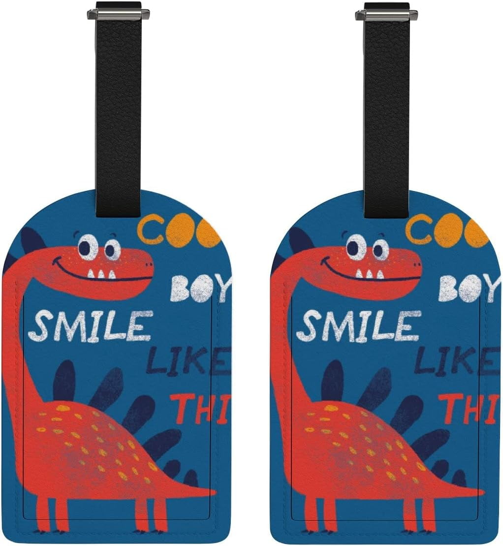 Luggage Tag Cute Dinosaur Full Back Privacy Name ID Card Suitcase ...