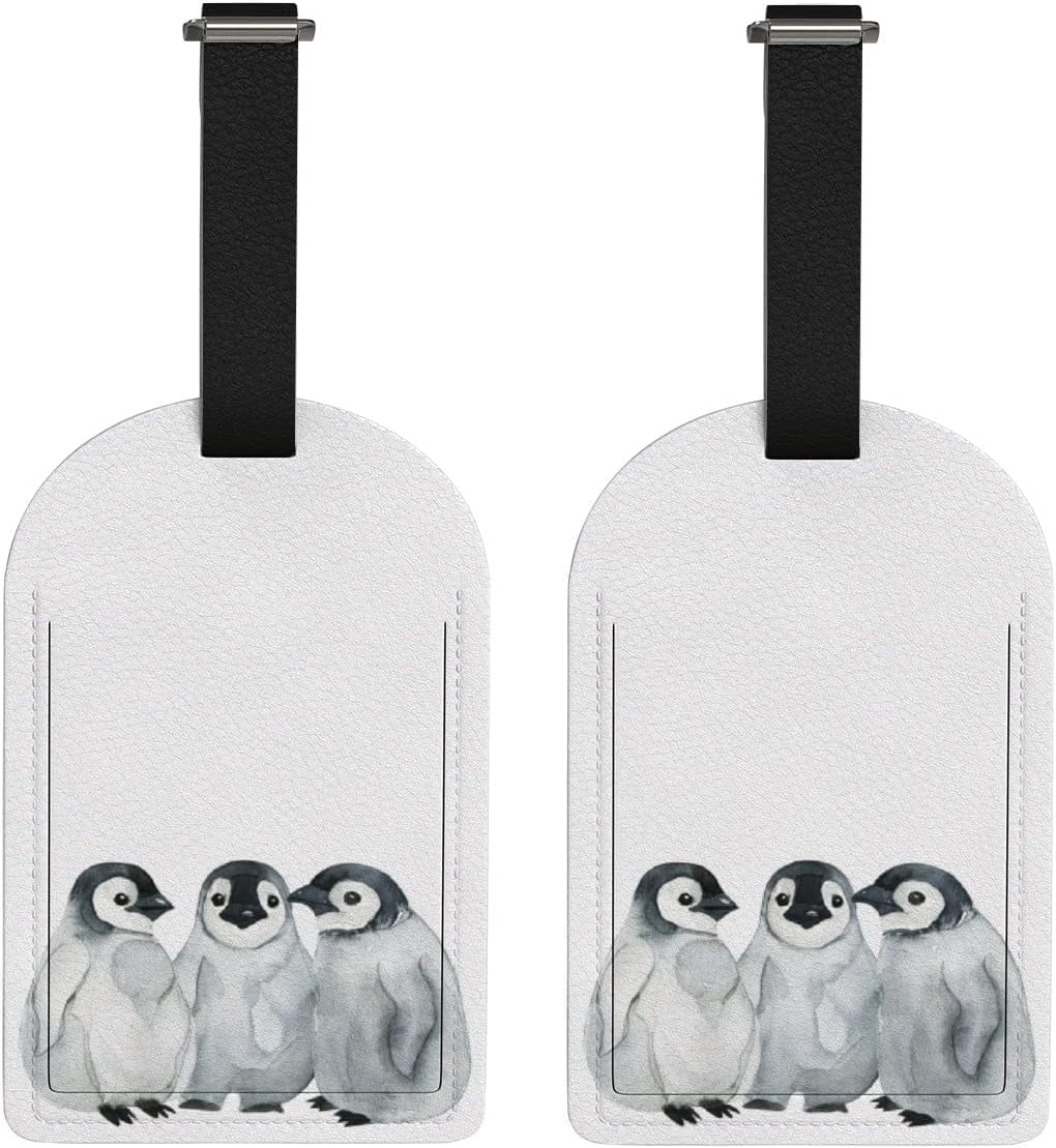 Luggage Tag Cute Little Penguins Full Back Privacy Name ID Card ...