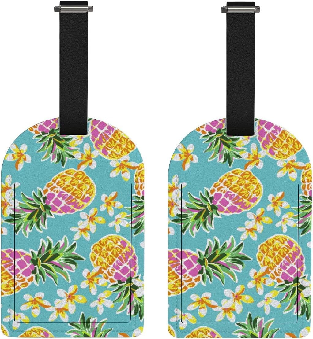Luggage Tag Cute Pineapples Full Back Privacy Name ID Card Suitcase ...