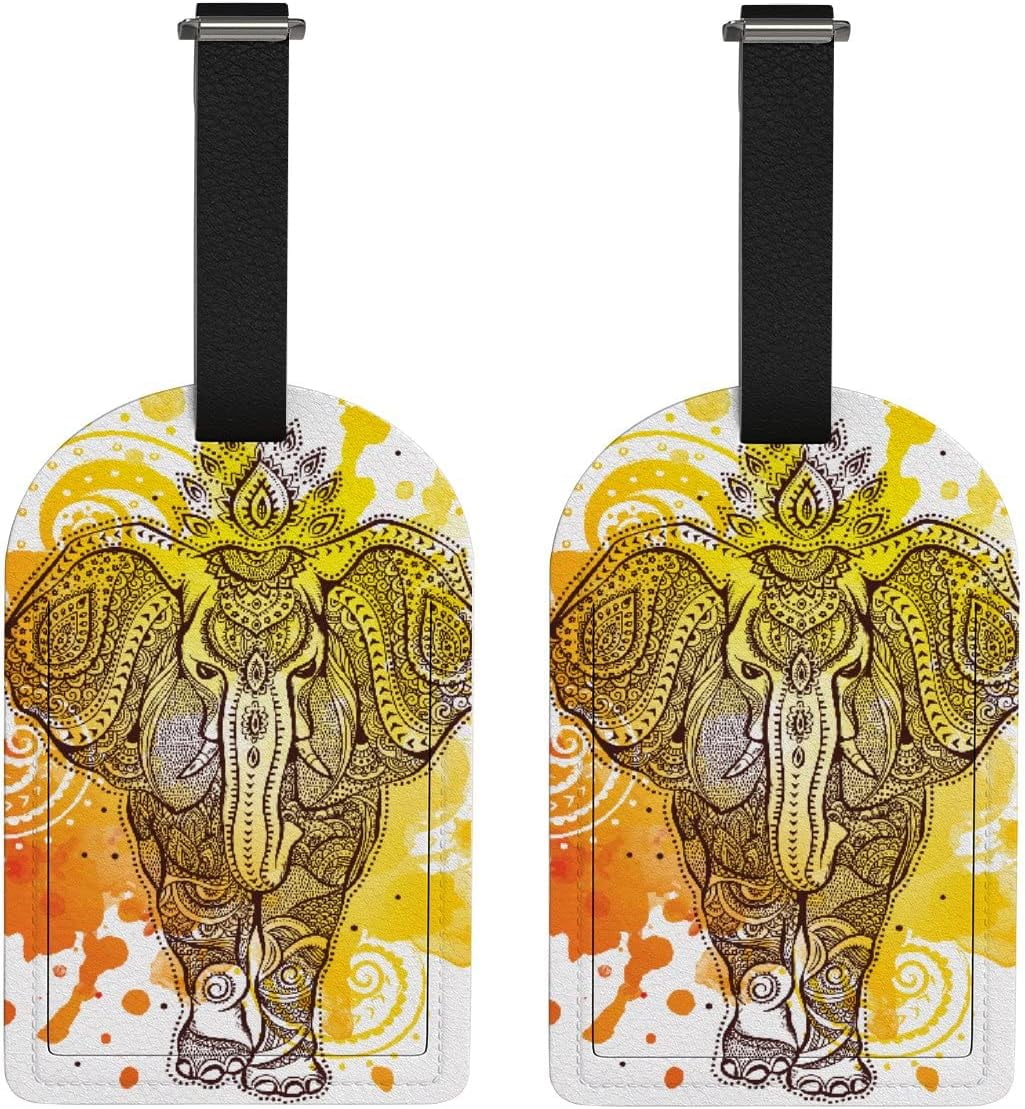 Luggage Tag Ethnic Elephant Full Back Privacy Name ID Card Suitcase ...