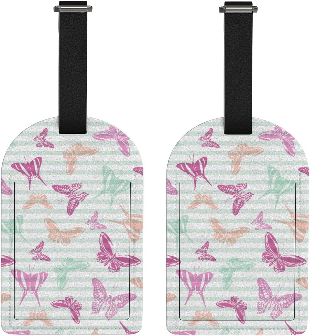 Luggage Tag Flying Butterfly Full Back Privacy Name ID Card Suitcase ...