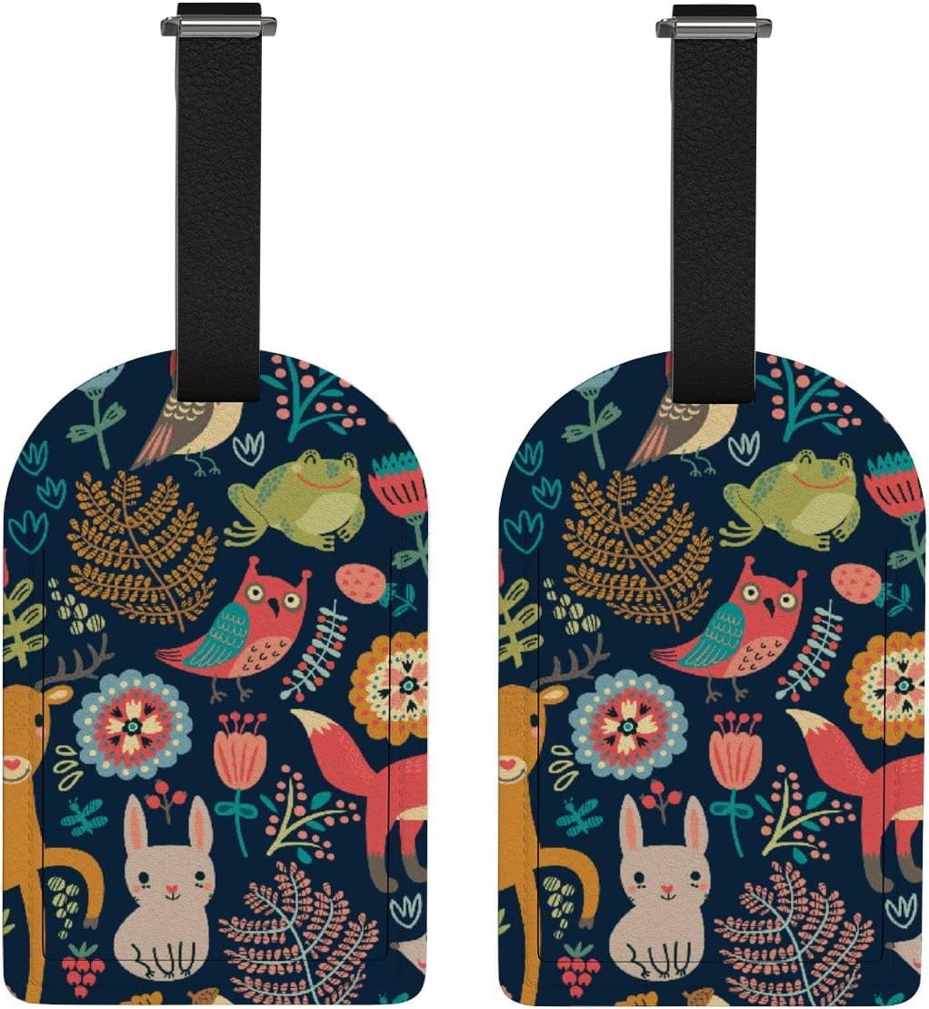 Luggage Tag Forest Animals and Plants Full Back Privacy Name ID Card ...