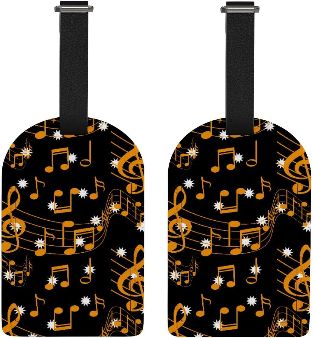 Luggage Tag Gold Music Full Back Privacy Name ID Card Suitcase Labels ...