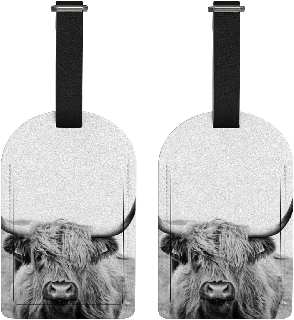 Luggage Tag Highland Cattle Full Back Privacy Name ID Card Suitcase ...