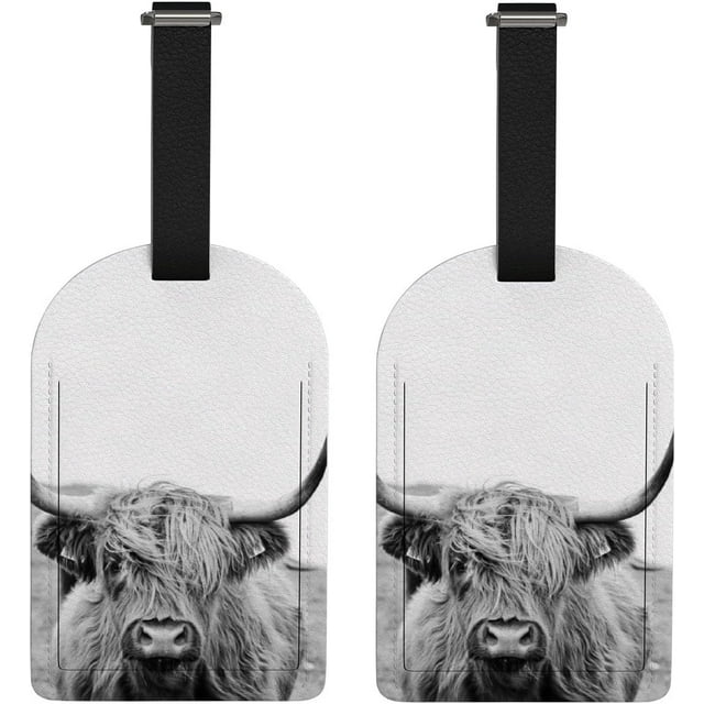 Luggage Tag Highland Cattle Full Back Privacy Name ID Card Suitcase ...