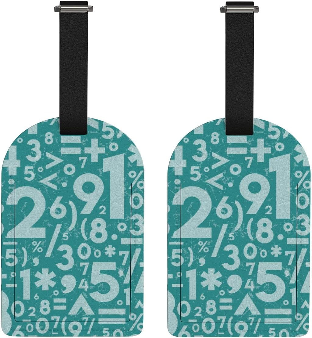 Luggage Tag Math Symbols Numbers Doodles Full Back Privacy Name ID Card ...