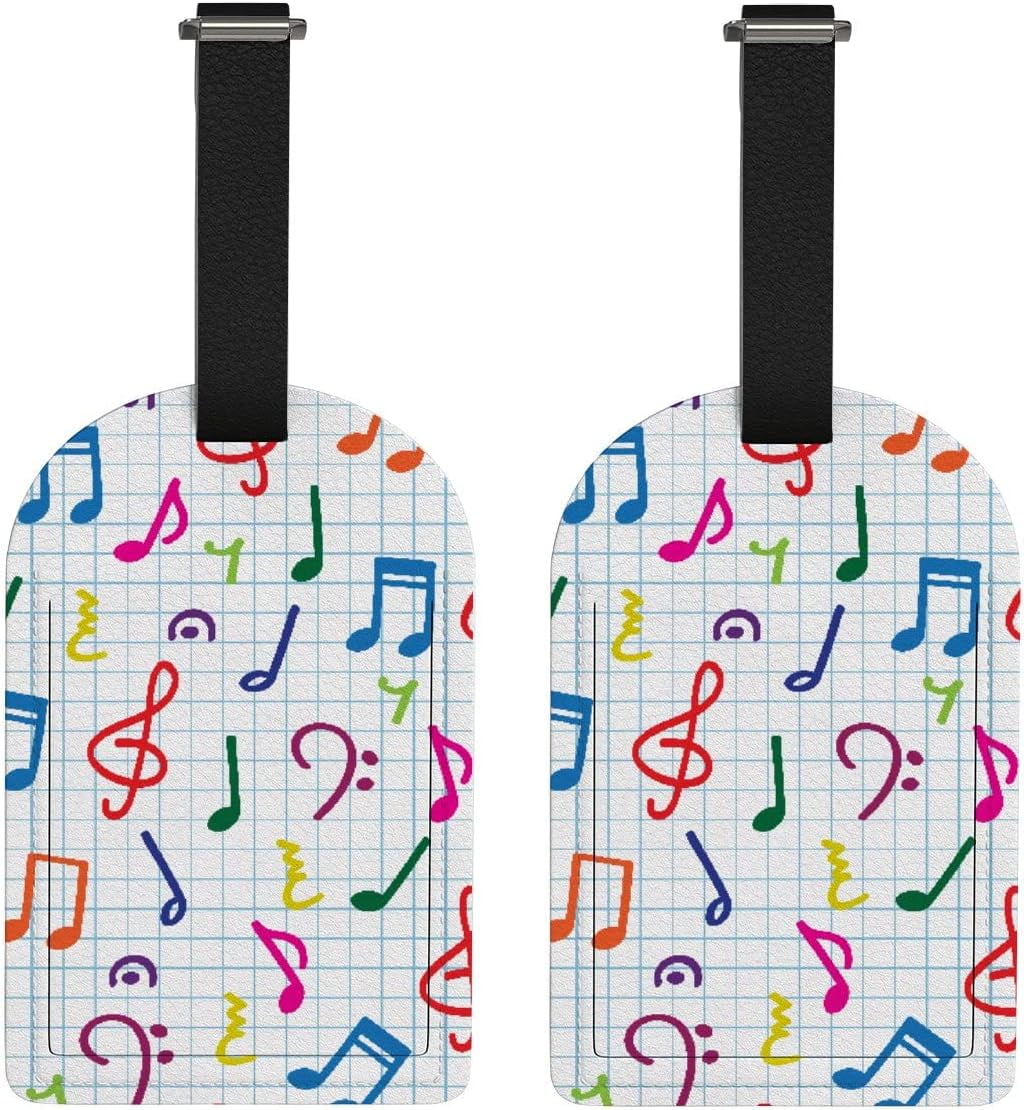 Luggage Tag Music Notes Full Back Privacy Name ID Card Suitcase Labels ...