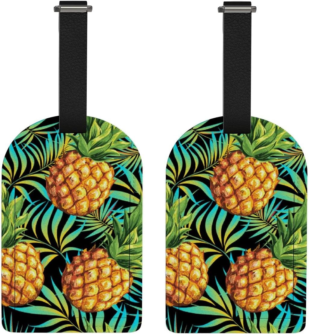 Luggage Tag Pineapples Tropical Palm Full Back Privacy Name ID Card ...