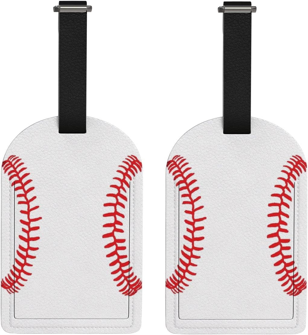 Luggage Tag Red Baseball or Softball Ball Laces Full Back Privacy Name ...