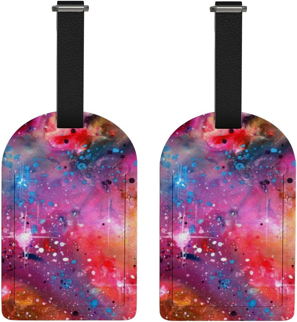 Luggage Tag Rose Pink Space Full Back Privacy Name ID Card Suitcase ...