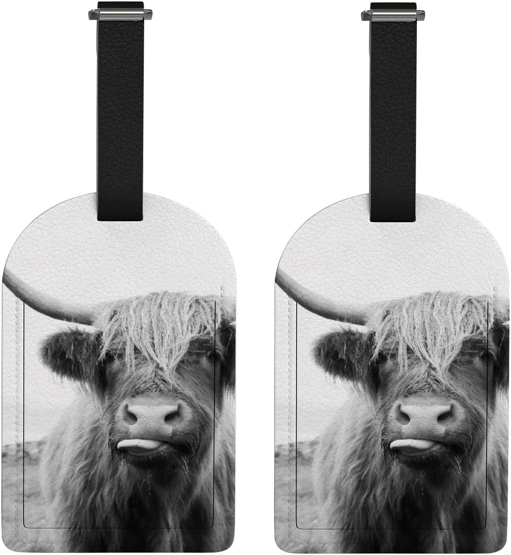 Luggage Tag Scottish Highland Cow Full Back Privacy Name ID Card ...