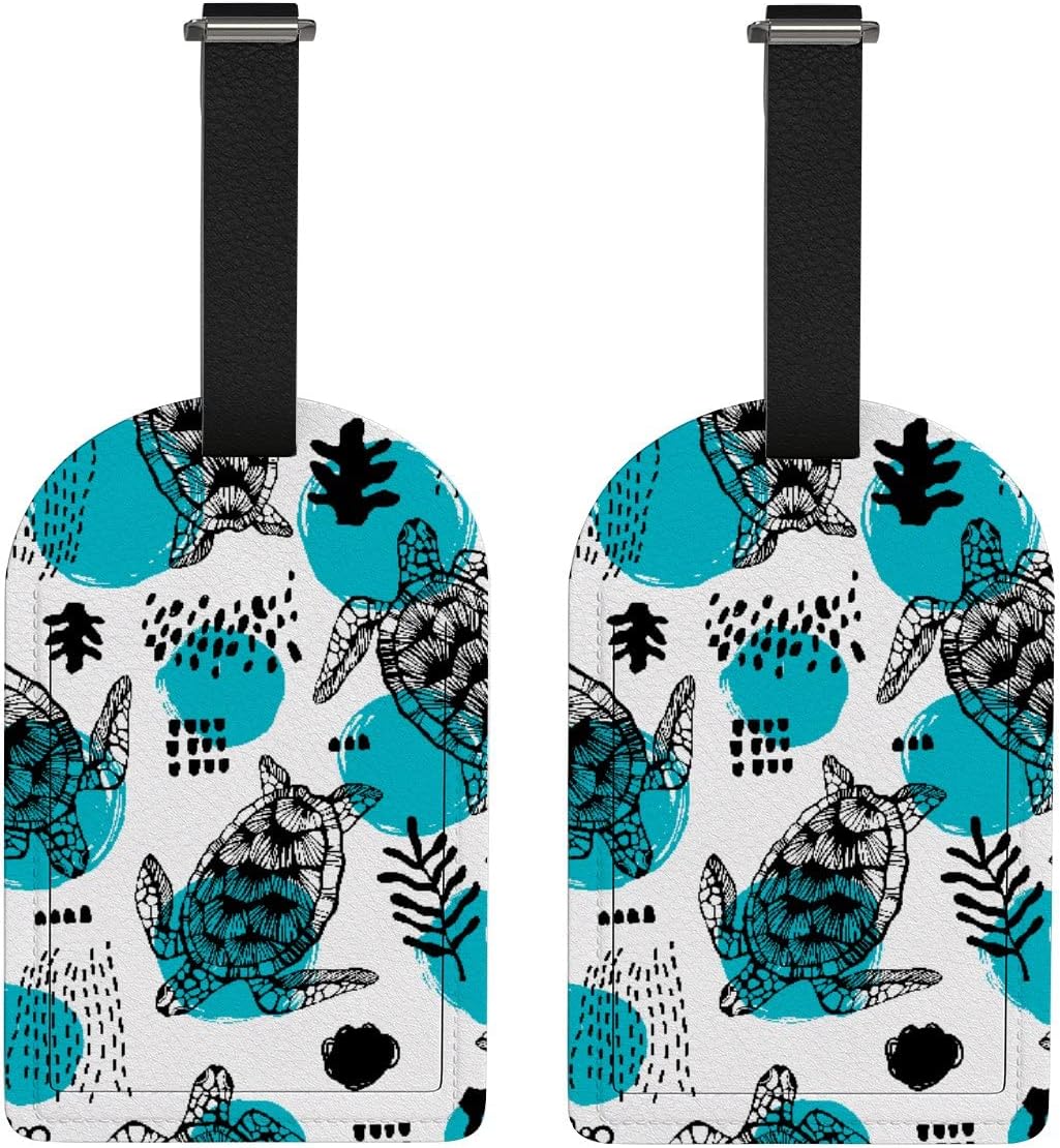 Luggage Tag Sea Turtles Full Back Privacy Name ID Card Suitcase Labels ...