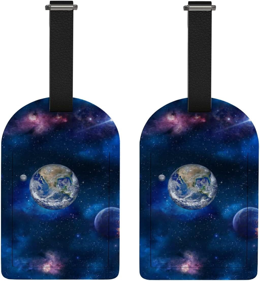 Luggage Tag Space Scene with Planets Stars Galaxies Full Back Privacy ...