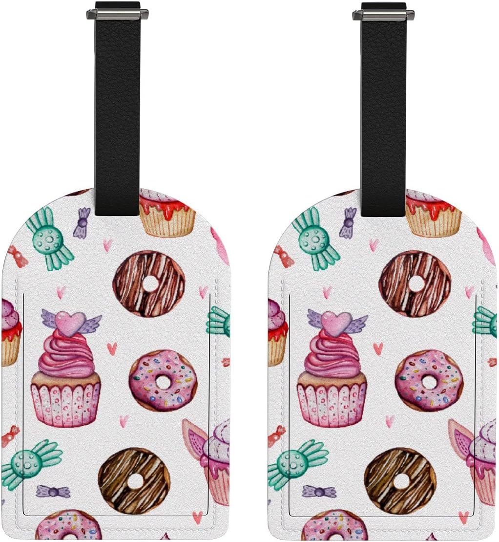 Luggage Tag Sweets Cupcakes Donuts Full Back Privacy Name ID Card ...