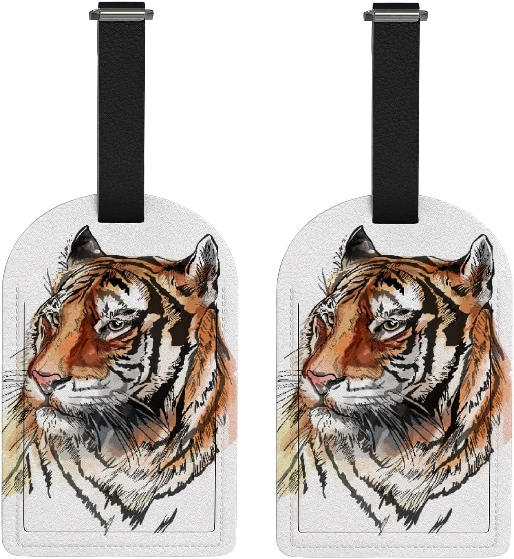Luggage Tag Tiger Animals Full Back Privacy Name ID Card Suitcase ...