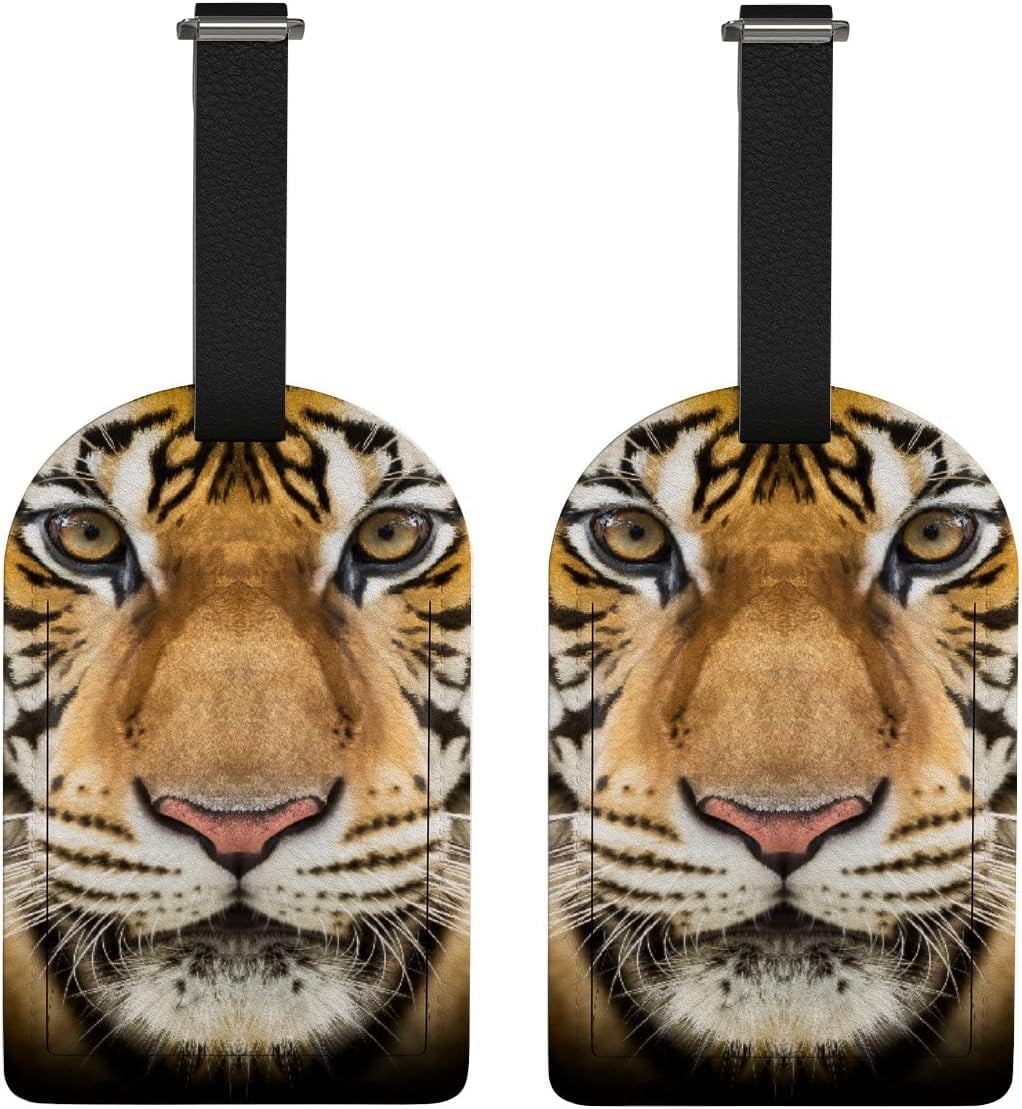 Luggage Tag Tiger Face Full Back Privacy Name ID Card Suitcase Labels ...