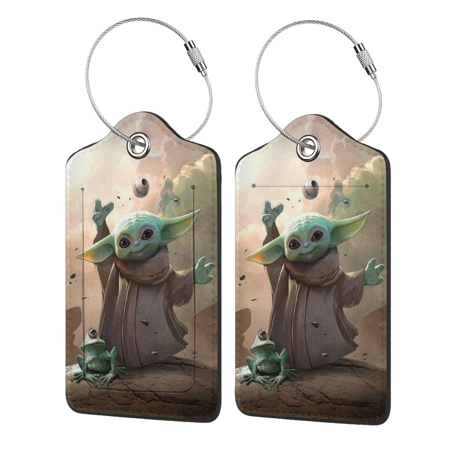 Luggage Tag Travel ID Label, Baby Yoda PU Leather for Baggage Suitcase ...