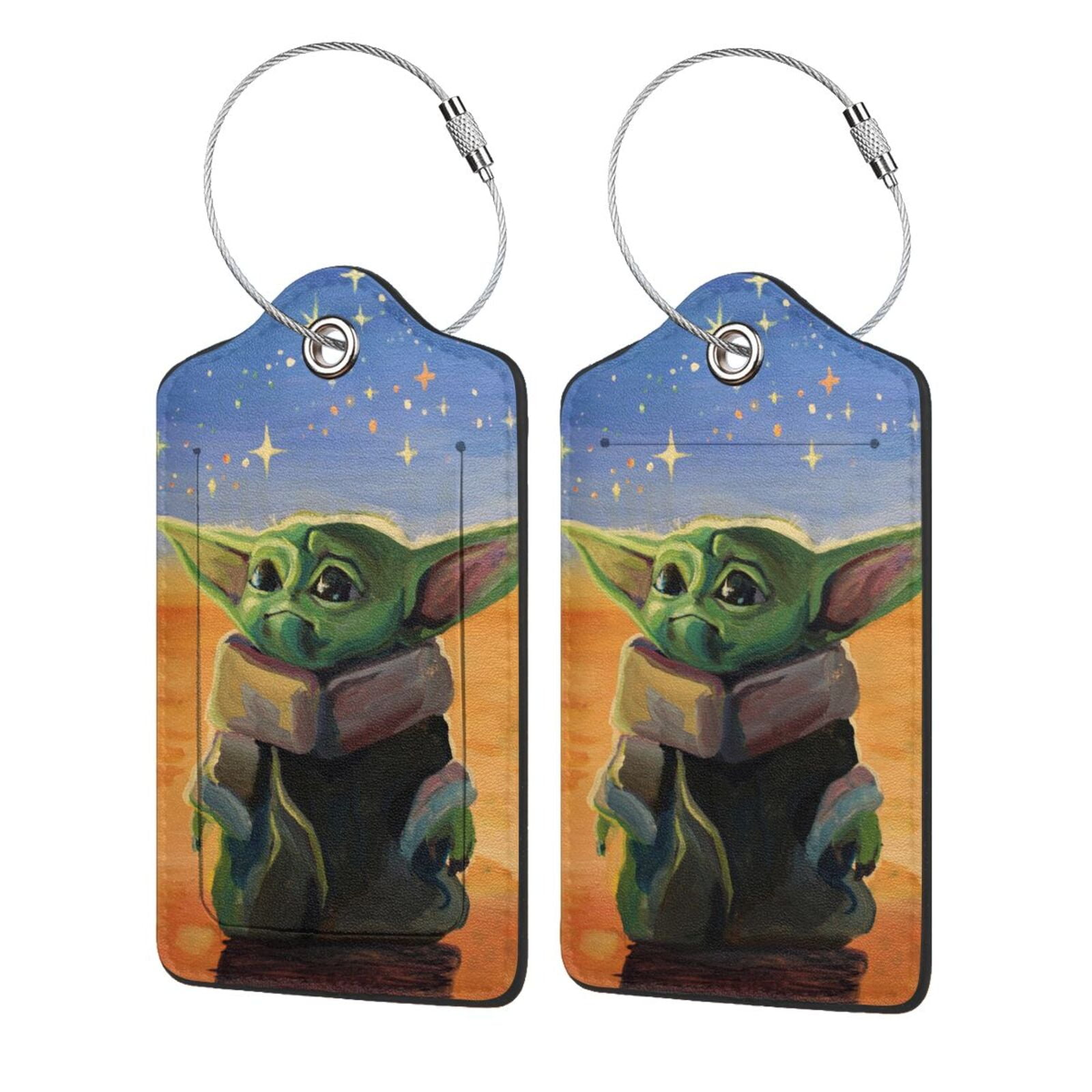 Luggage Tag Travel ID Label, Baby Yoda PU Leather for Baggage Suitcase ...