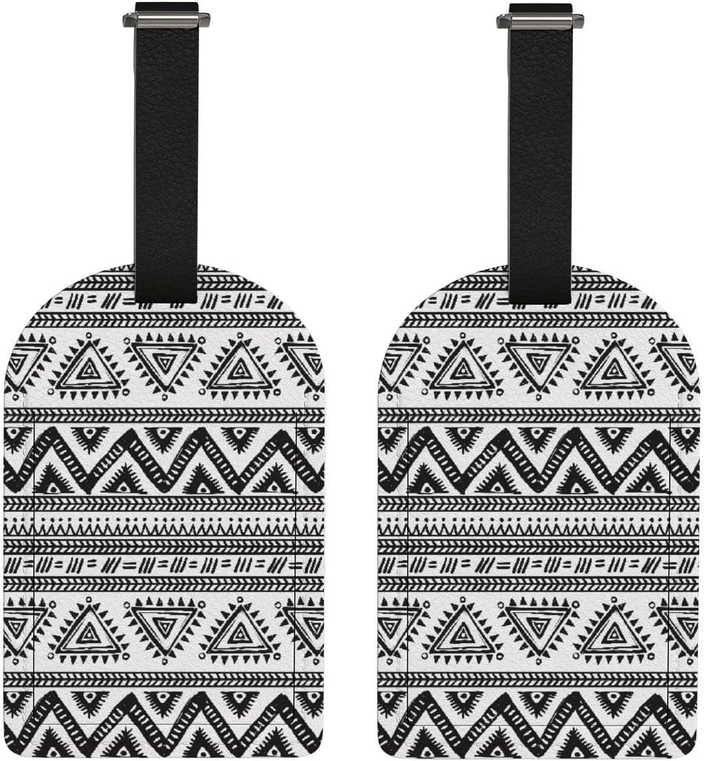 Luggage Tag Tribal Striped Geometric Full Back Privacy Name ID Card ...