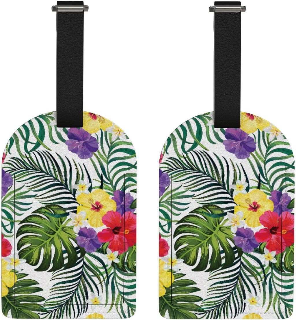 Luggage Tag Tropical Jungle Flowers Full Back Privacy Name ID Card ...