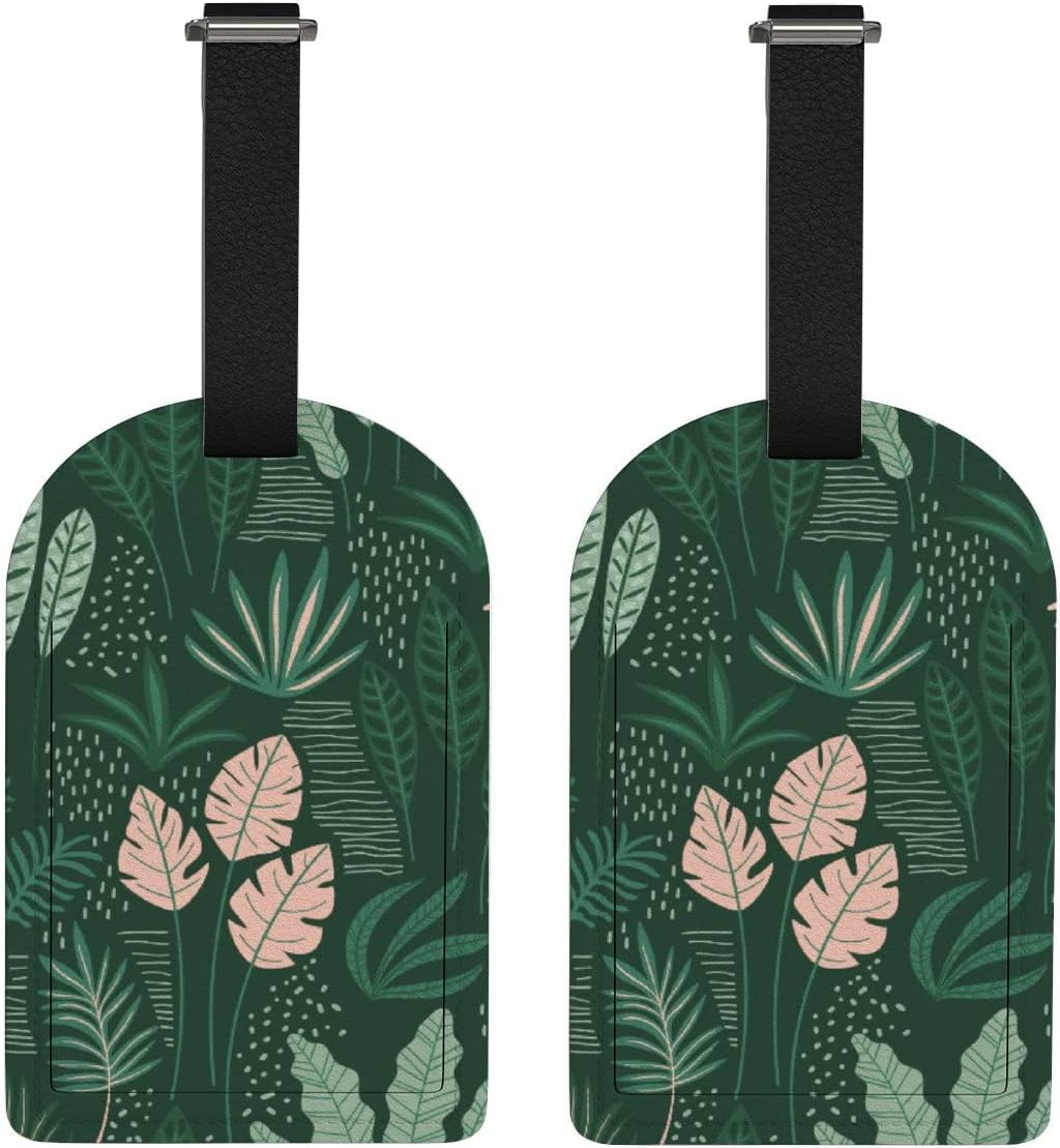 Luggage Tag Tropical Leaves Jungle Full Back Privacy Name ID Card ...