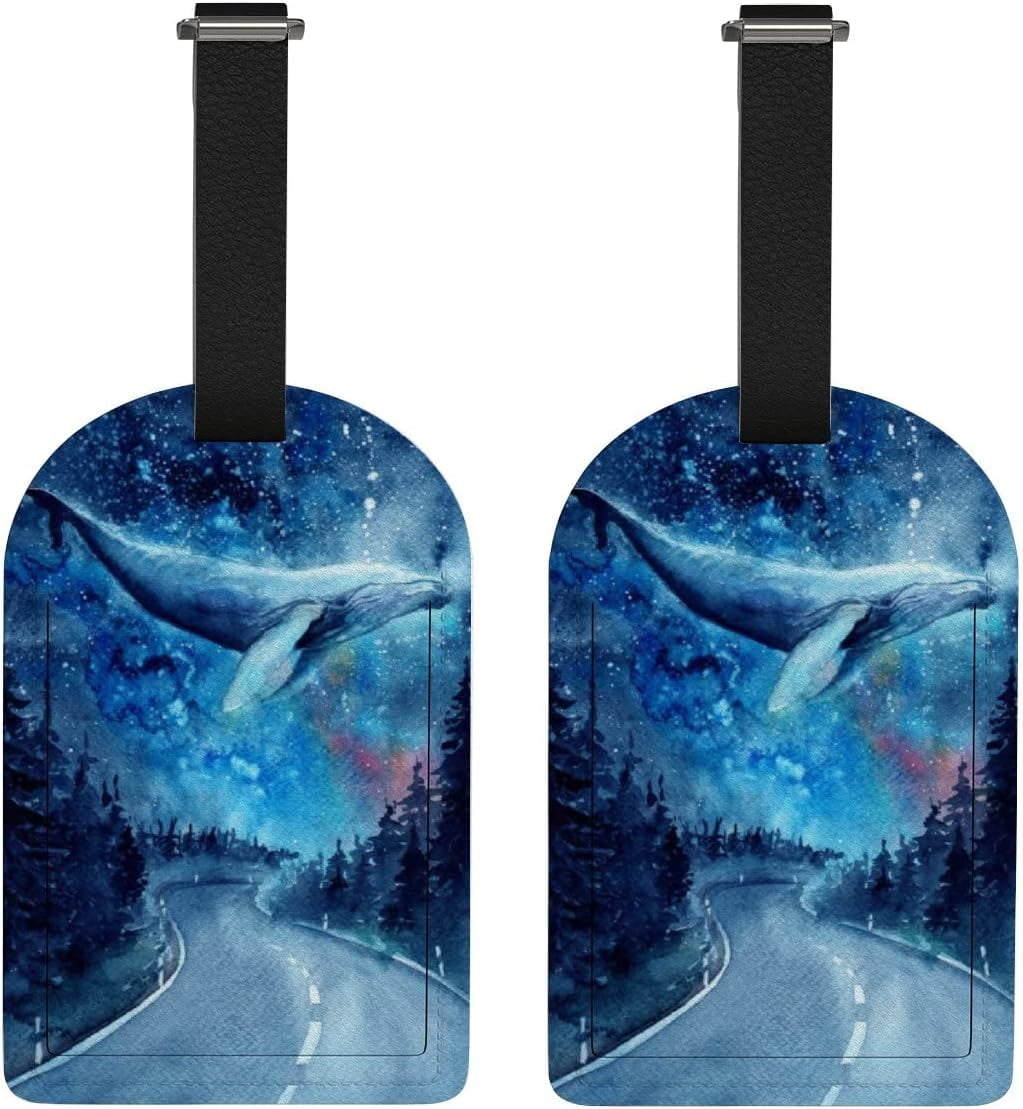 Luggage Tag Whale Flying Starry Sky Full Back Privacy Name ID Card ...