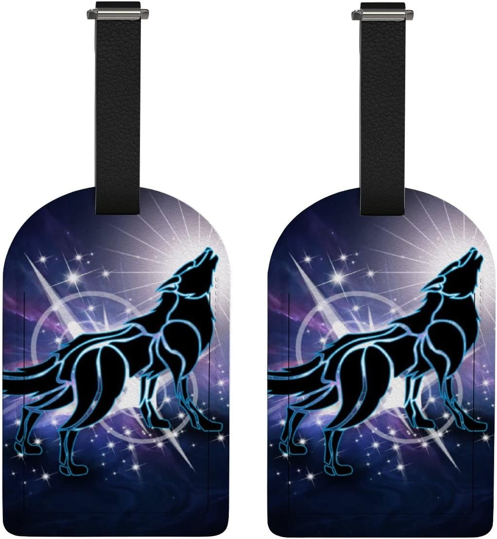Luggage Tag Wolf Nebula Galaxy Full Back Privacy Name ID Card Suitcase ...