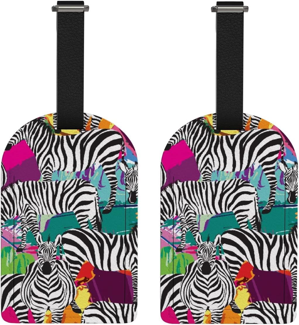 Luggage Tag Zebra Tropic Jungle Full Back Privacy Name ID Card Suitcase ...
