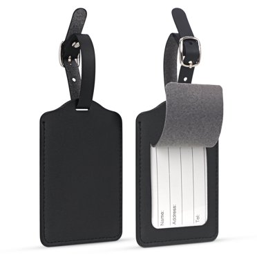 WIRESTER Rectangle PU Leather Luggage Tags for Travel Suitcase Baggage 4.05 x 2.83 inches ...