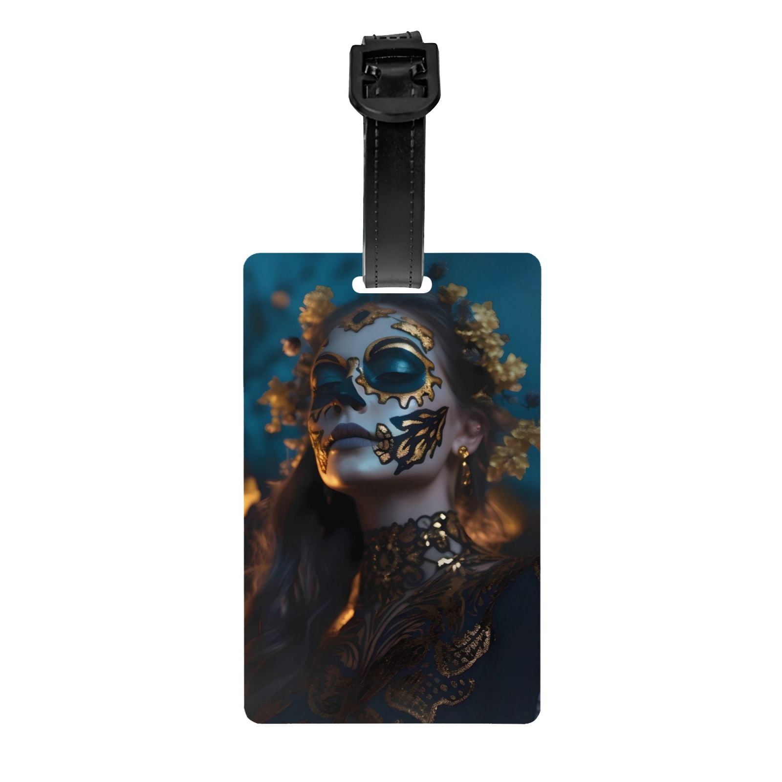 Luggage Tags - Black and Gold Woman PVC Luggage Tags for Suitcases ...
