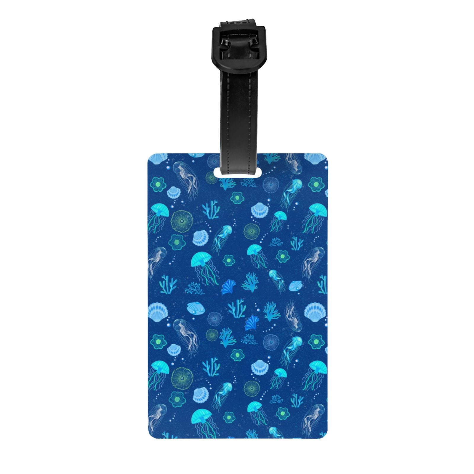 Luggage Tags - Blue Jellyfish Shell Coral PVC Luggage Tags for ...