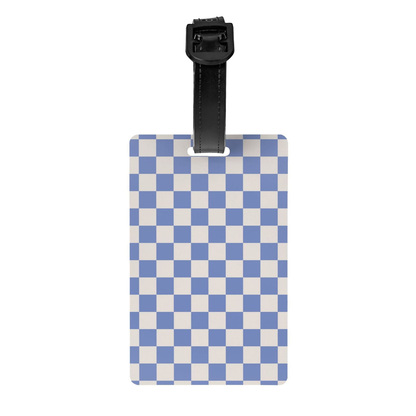 Luggage Tags - Blue White Square Plaid PVC Luggage Tags for Suitcases ...