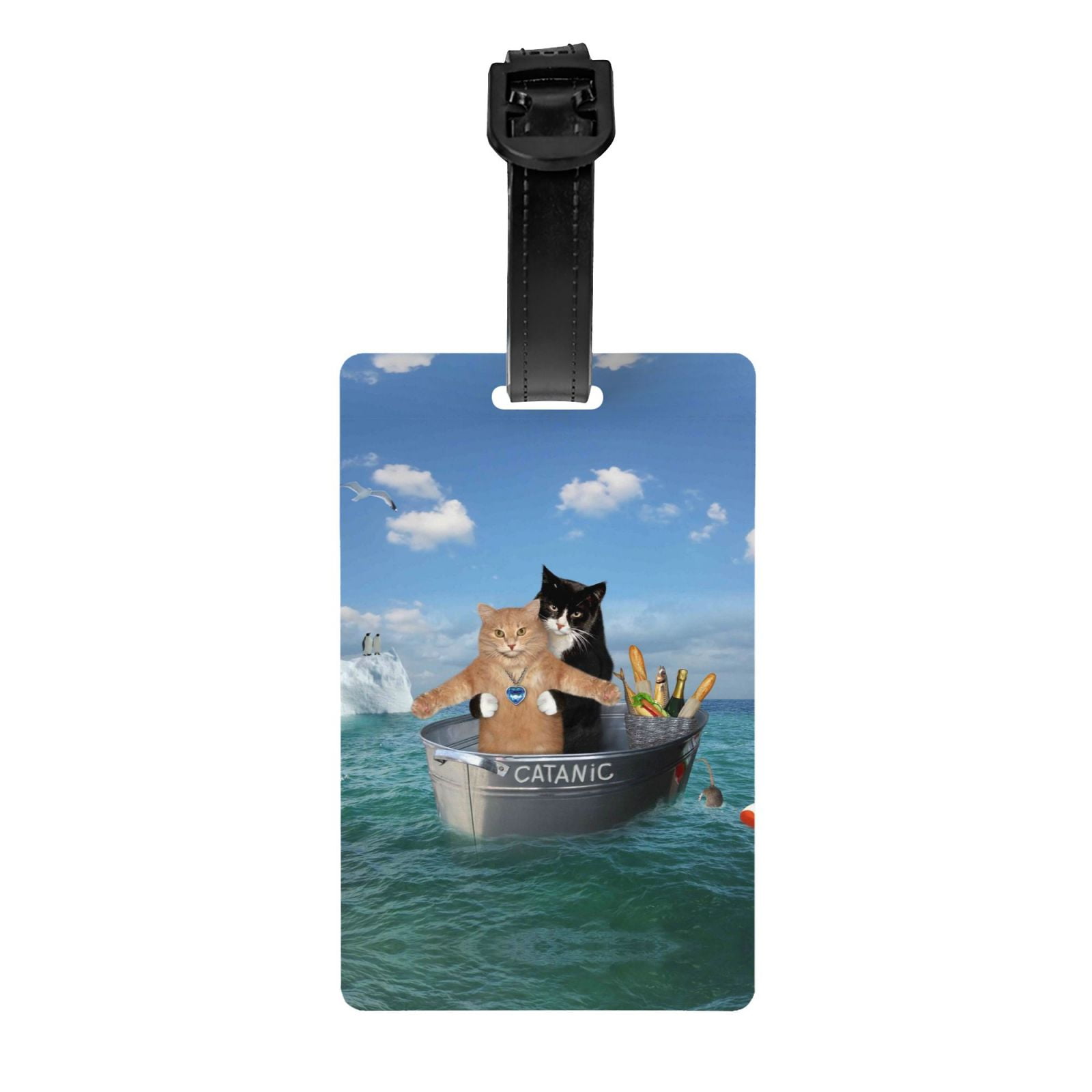 Luggage Tags - Brave Cats Floating Sea Iceberg PVC Luggage Tags for ...