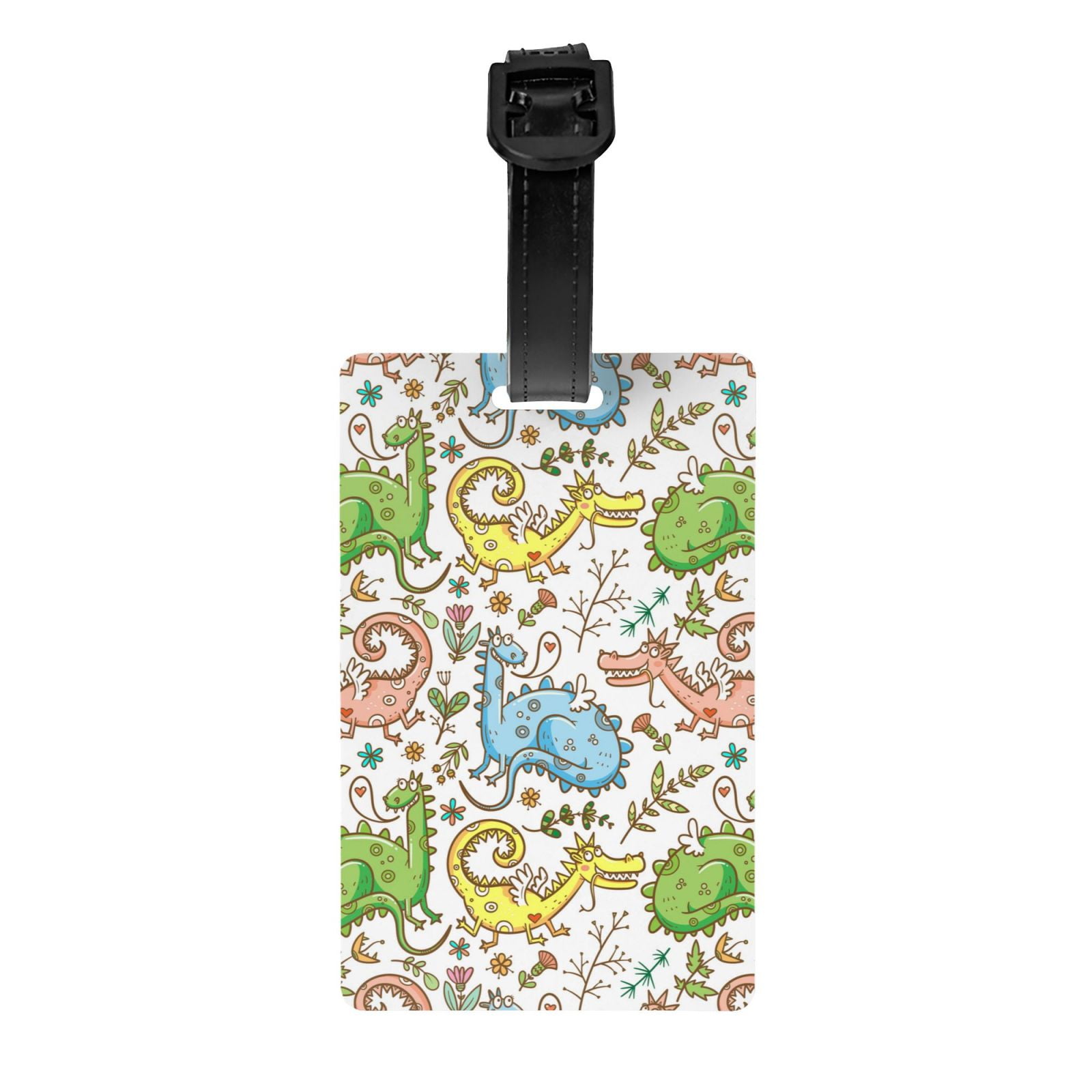 Luggage Tags - Cartoon Chameleon Lizard Flower PVC Luggage Tags for ...